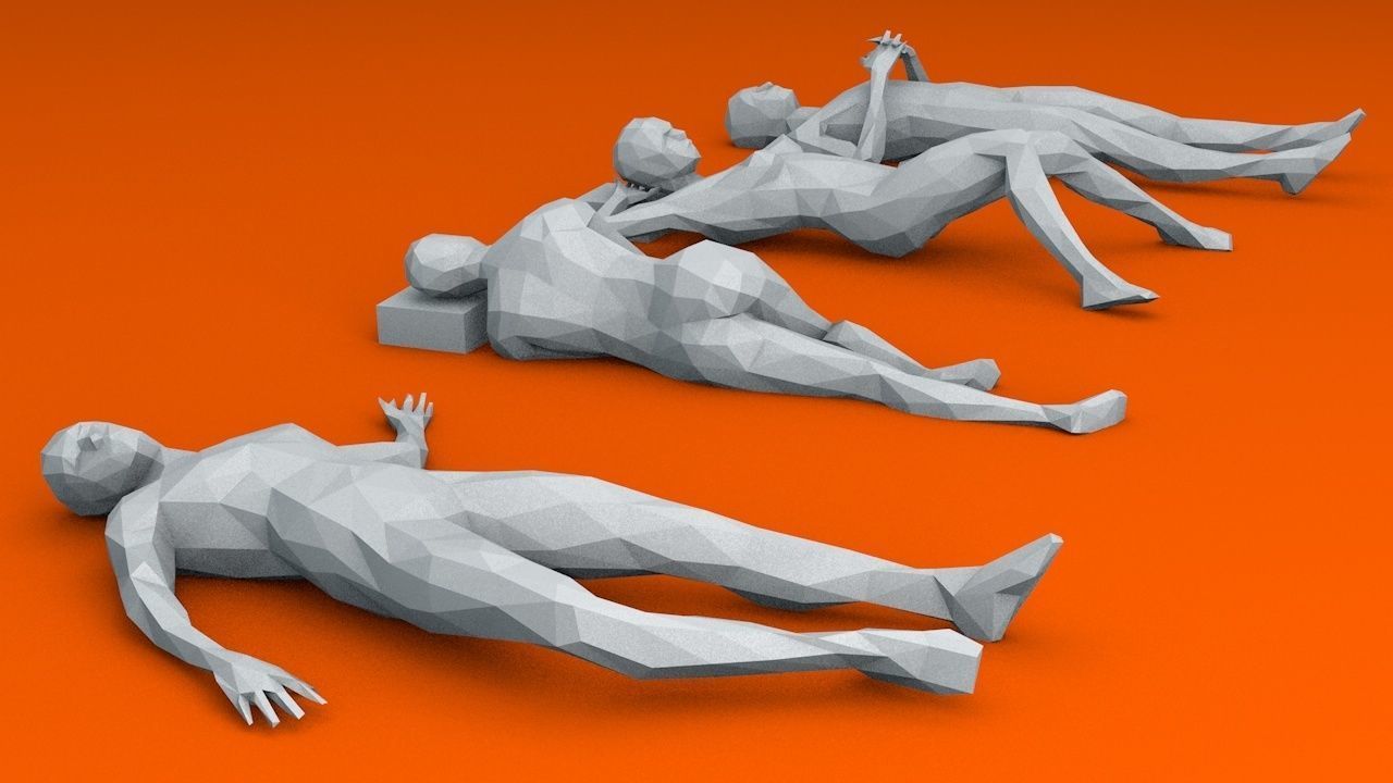 3D model 4 Lying People VR / AR / low-poly | CGTrader