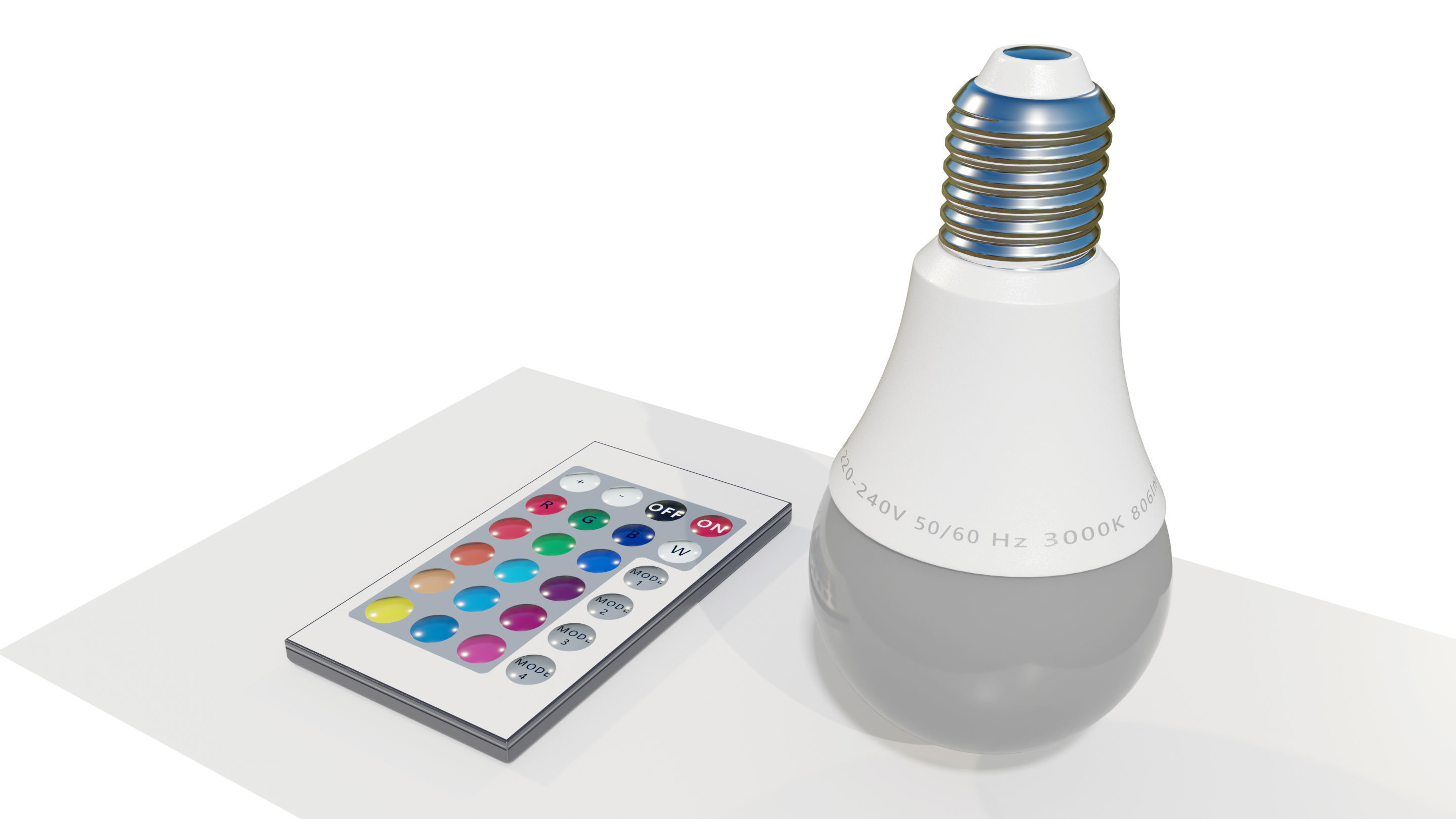 RGB Light bulb with Remote control 3D model | CGTrader