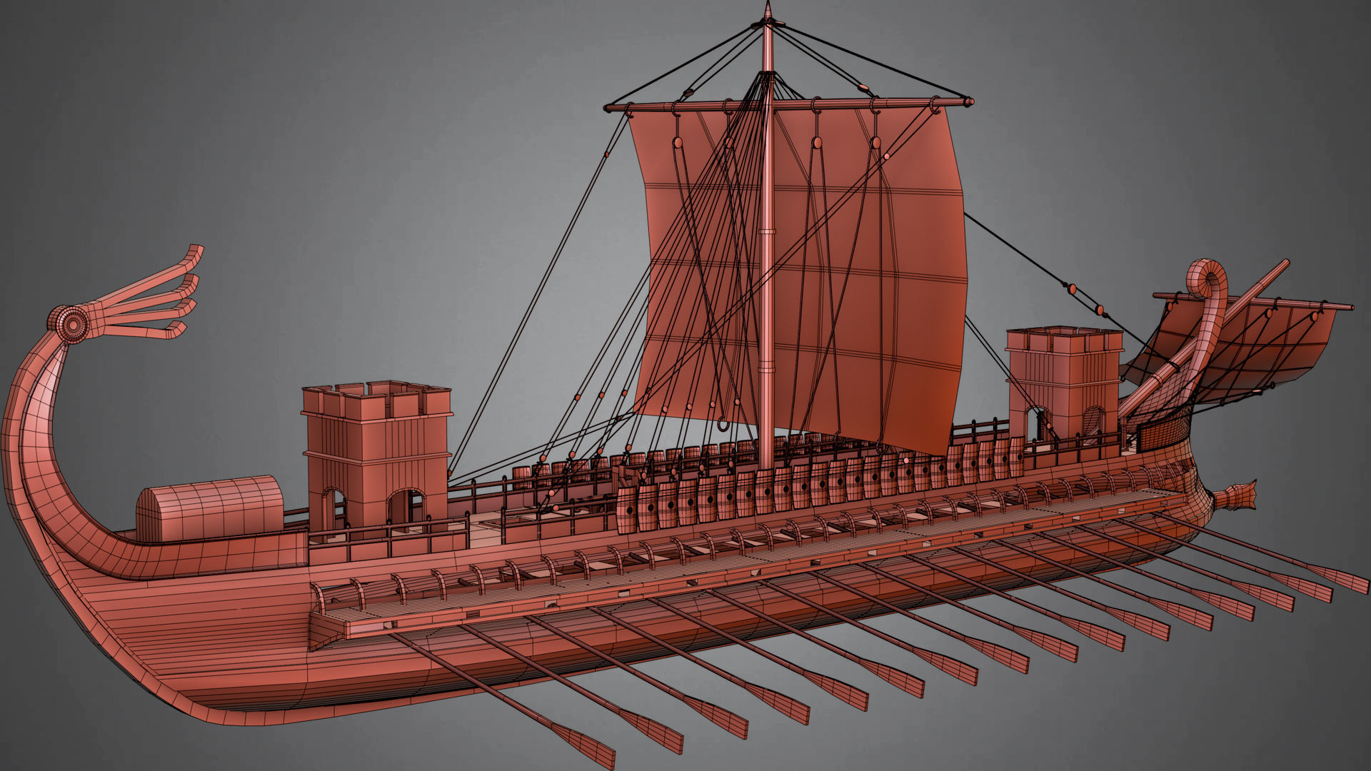 3D model Roman Ship Galley VR / AR / low-poly | CGTrader