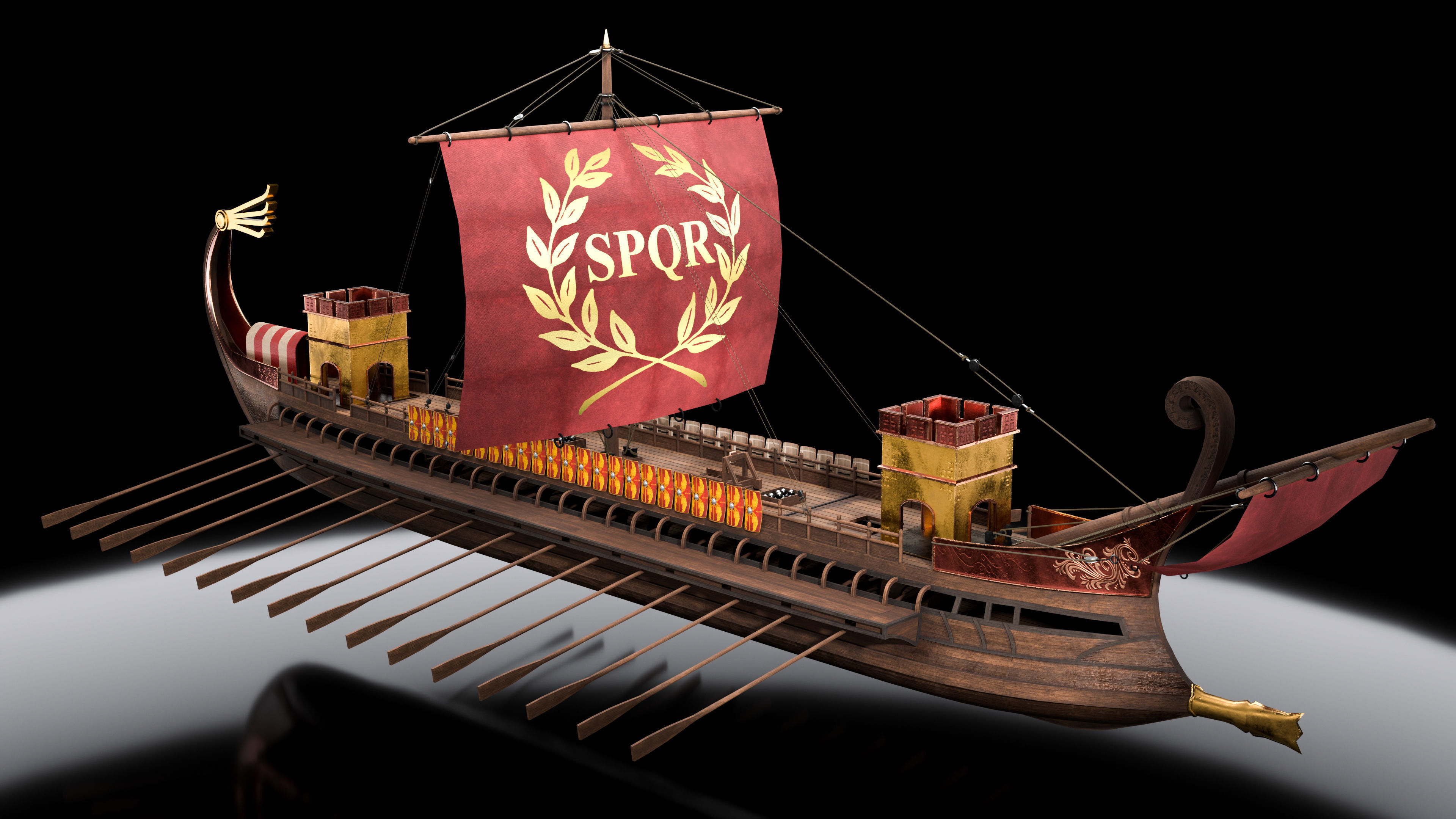 3D model Roman Ship Galley VR / AR / low-poly | CGTrader