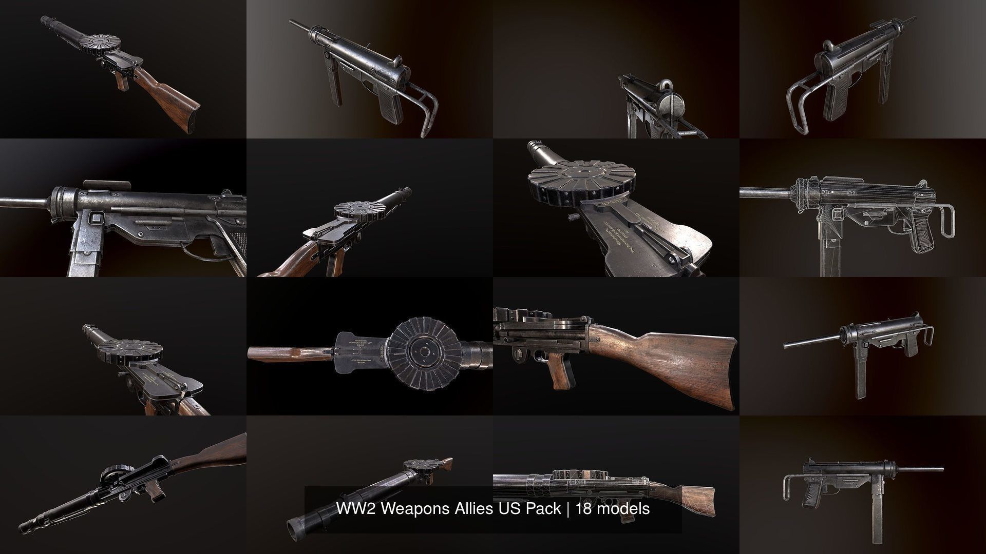 WW2 Weapons Allies US Pack 3D Model Collection | CGTrader