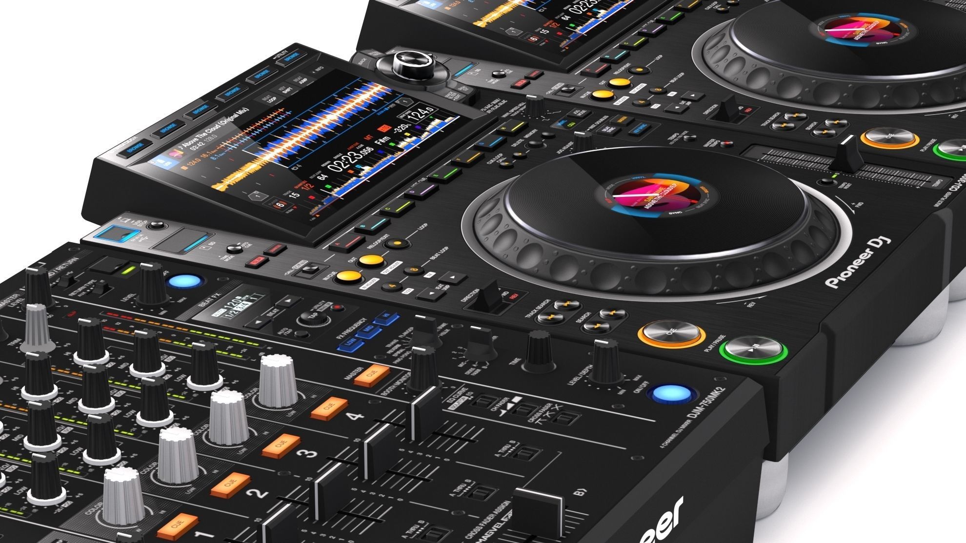Pioneer DJ Set 3 DJM0750 MK2 and CDJ 3000 Nexus 3D model | CGTrader