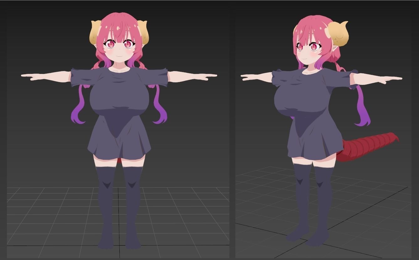 Ilulu Kobayashi San Chi No Maid Dragon Vrchat 3d Model Rigged Cgtrader