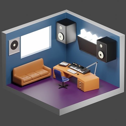 Recording studio free 3D model | CGTrader