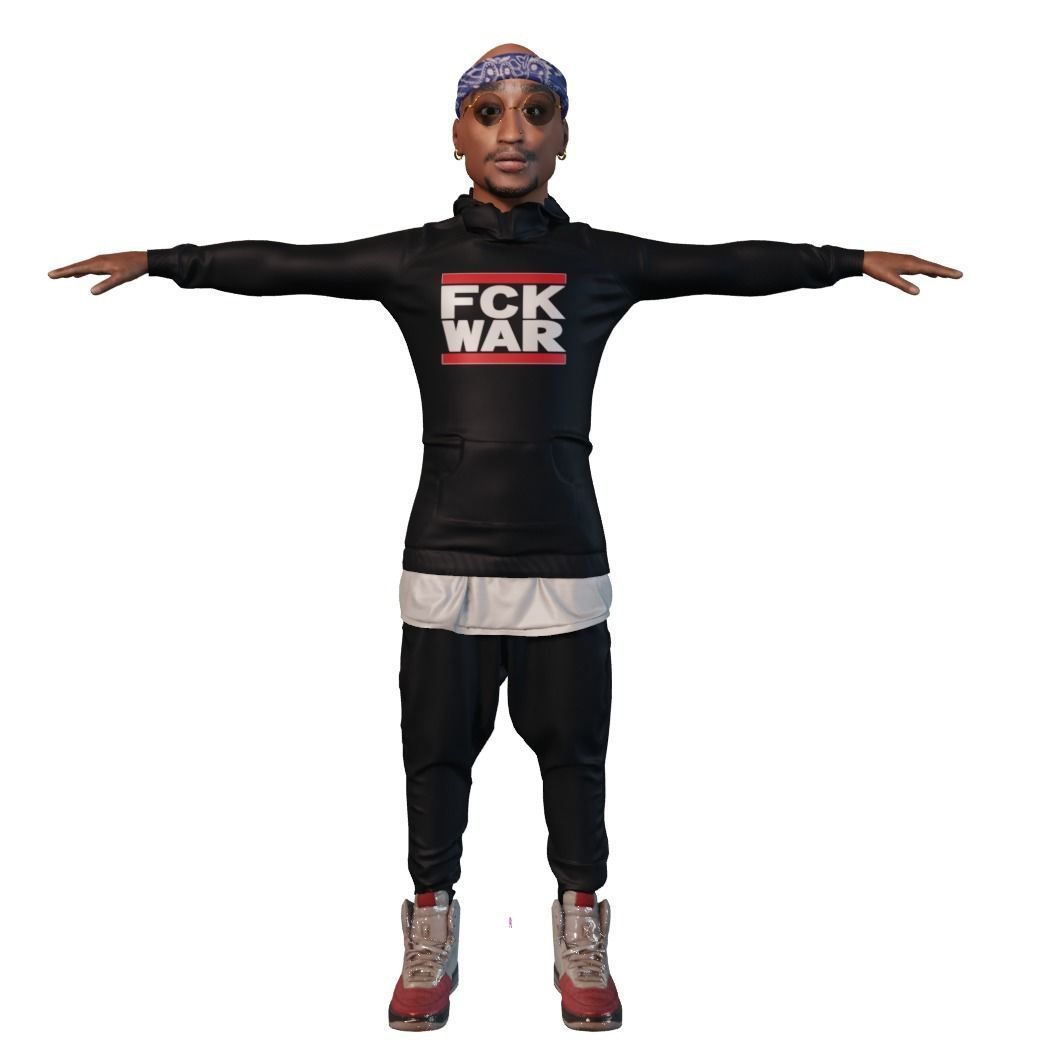 Tupac Full Rig free VR / AR / low-poly 3D model animated rigged | CGTrader