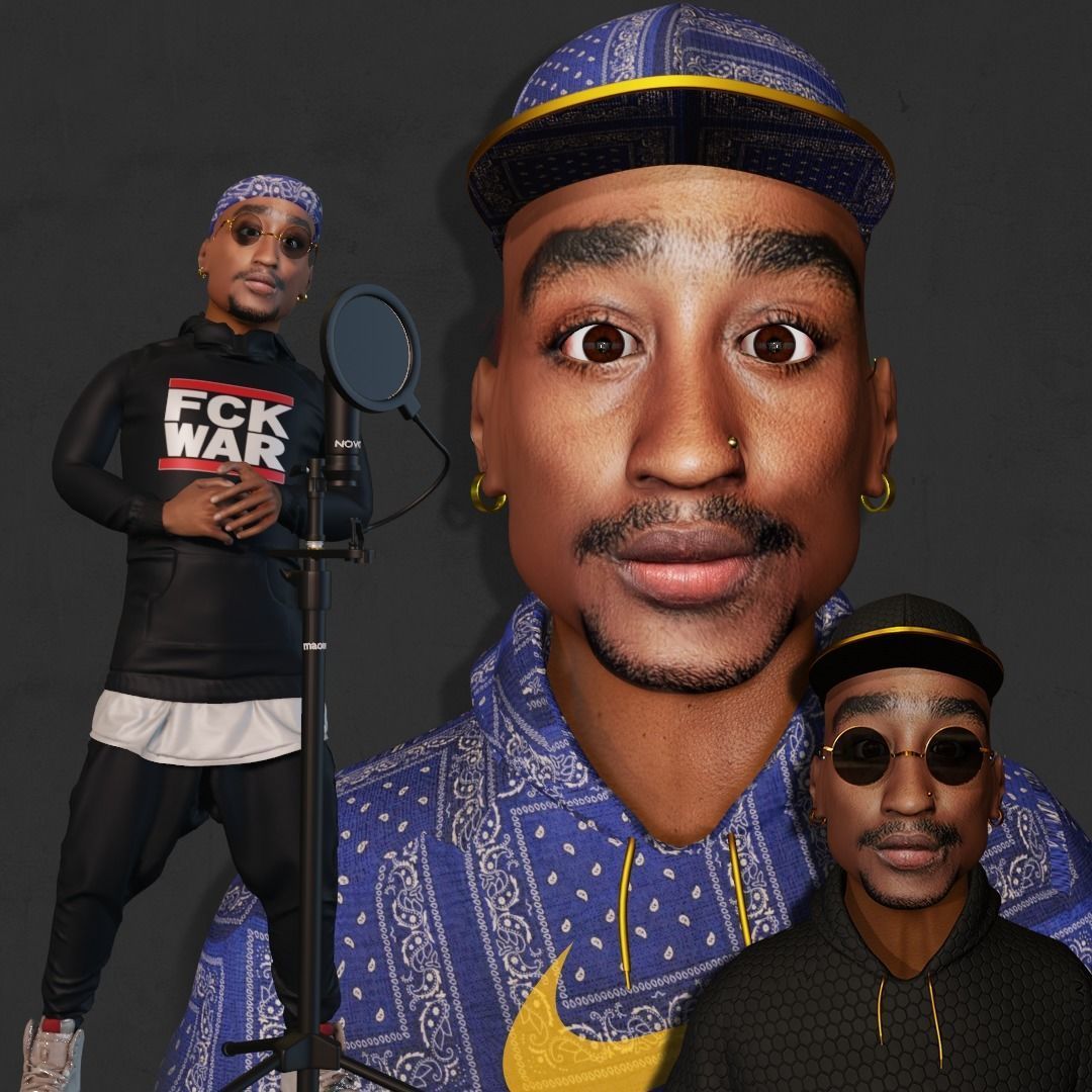 Tupac Full Rig free VR / AR / low-poly 3D model animated rigged | CGTrader