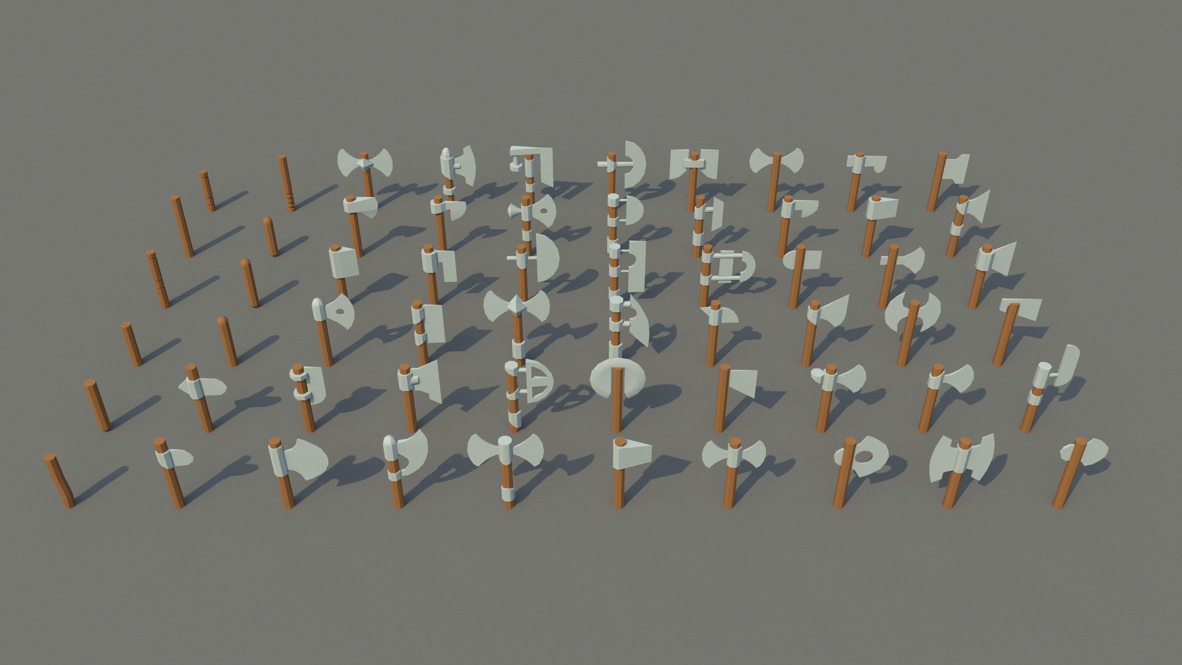 3D model low poly axe pack for games VR / AR / low-poly | CGTrader