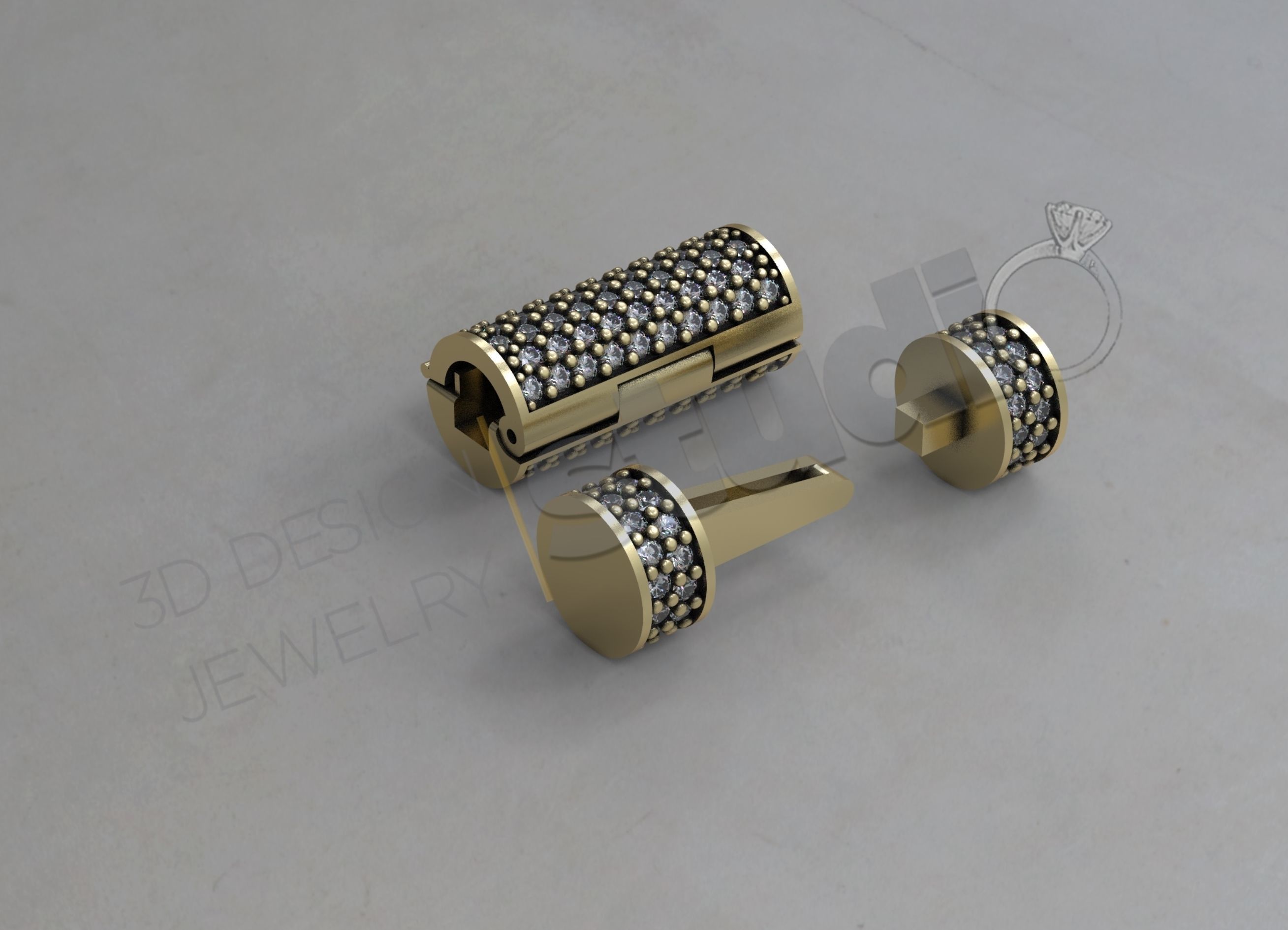 Chain lock clasp cylinder shape with gems 3d model 3D model 3D ...