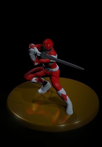 Mighty Morphin Power Rangers Red ranger Statue 3D model 3D printable ...