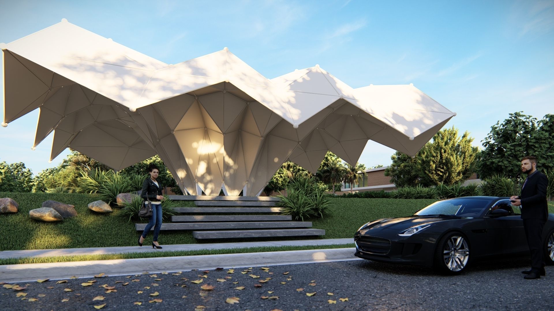 Folded Shade Structure Pavilions 3D model | CGTrader