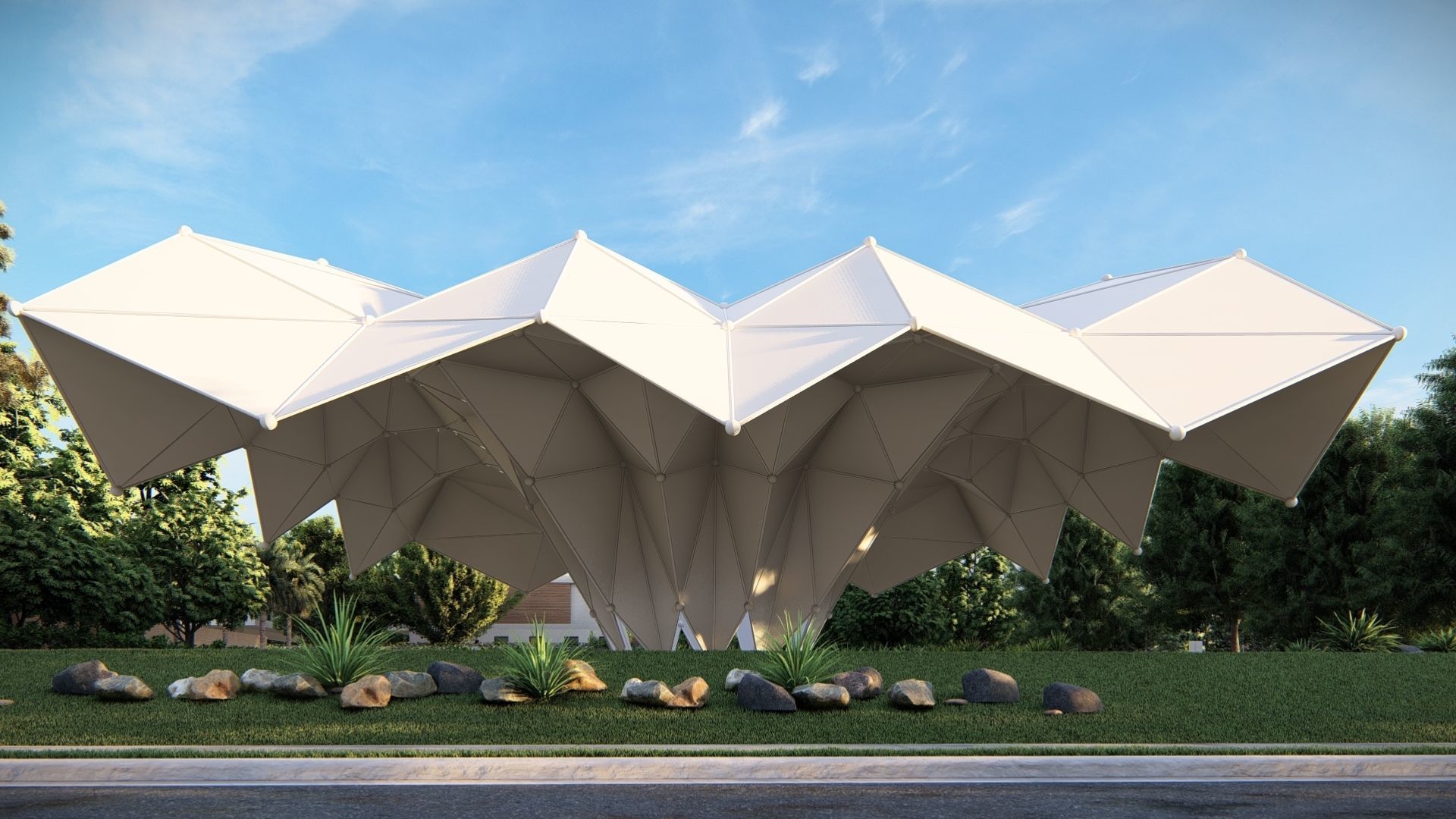 Folded Shade Structure Pavilions 3D model | CGTrader