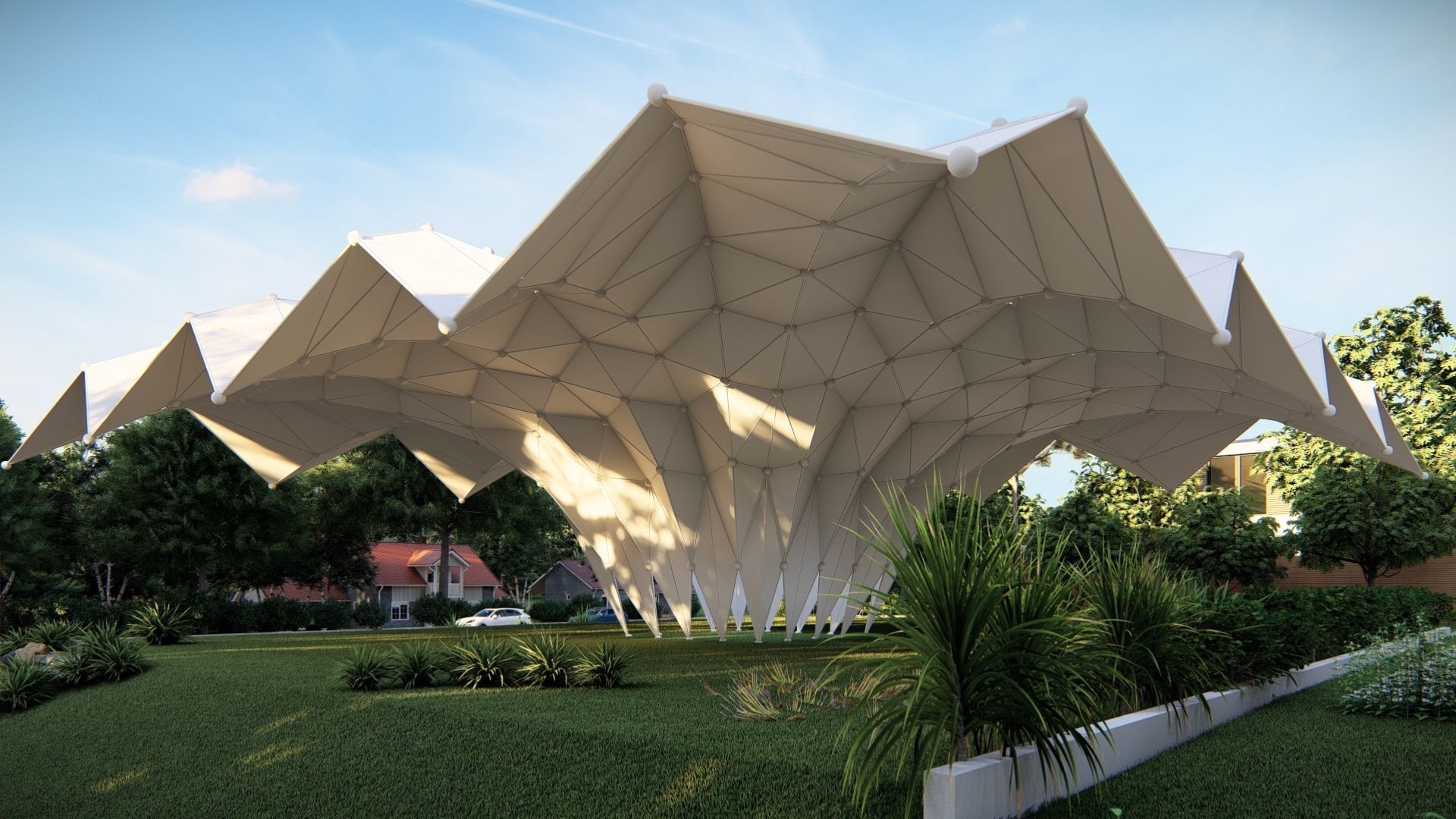 Folded Shade Structure Pavilions 3D model | CGTrader