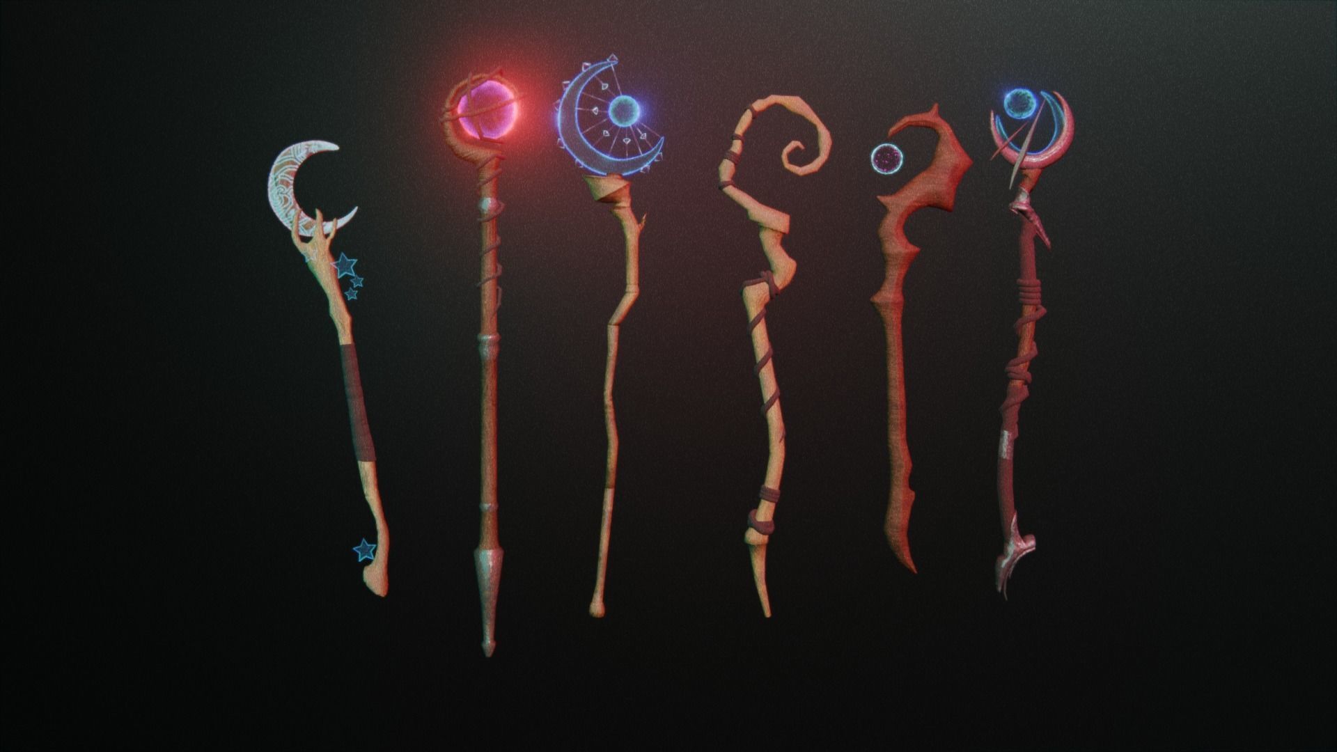 3D model Staff Set Animated VR / AR / low-poly | CGTrader