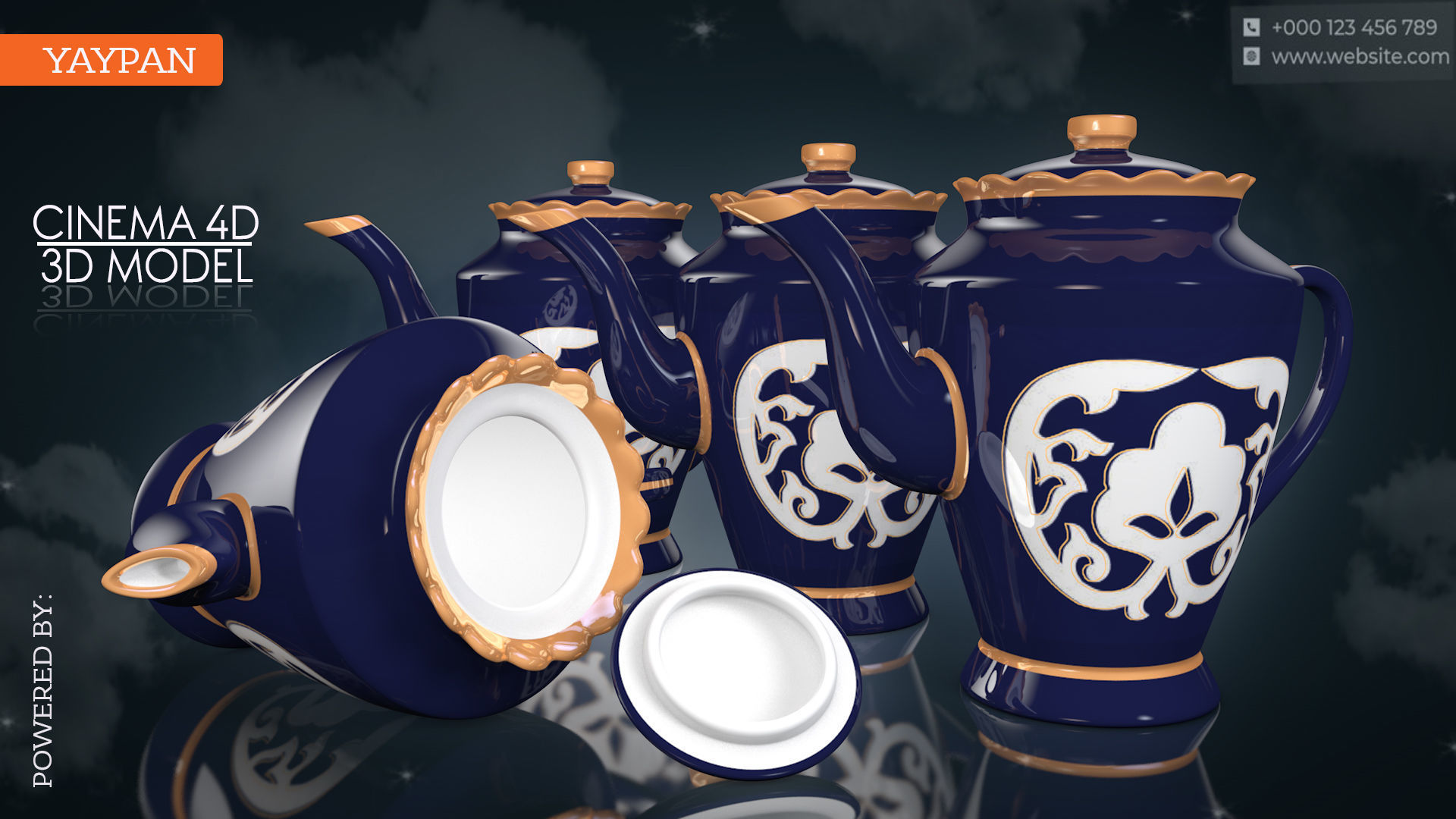 Uzbek choynak paxta gulli 3D model | CGTrader