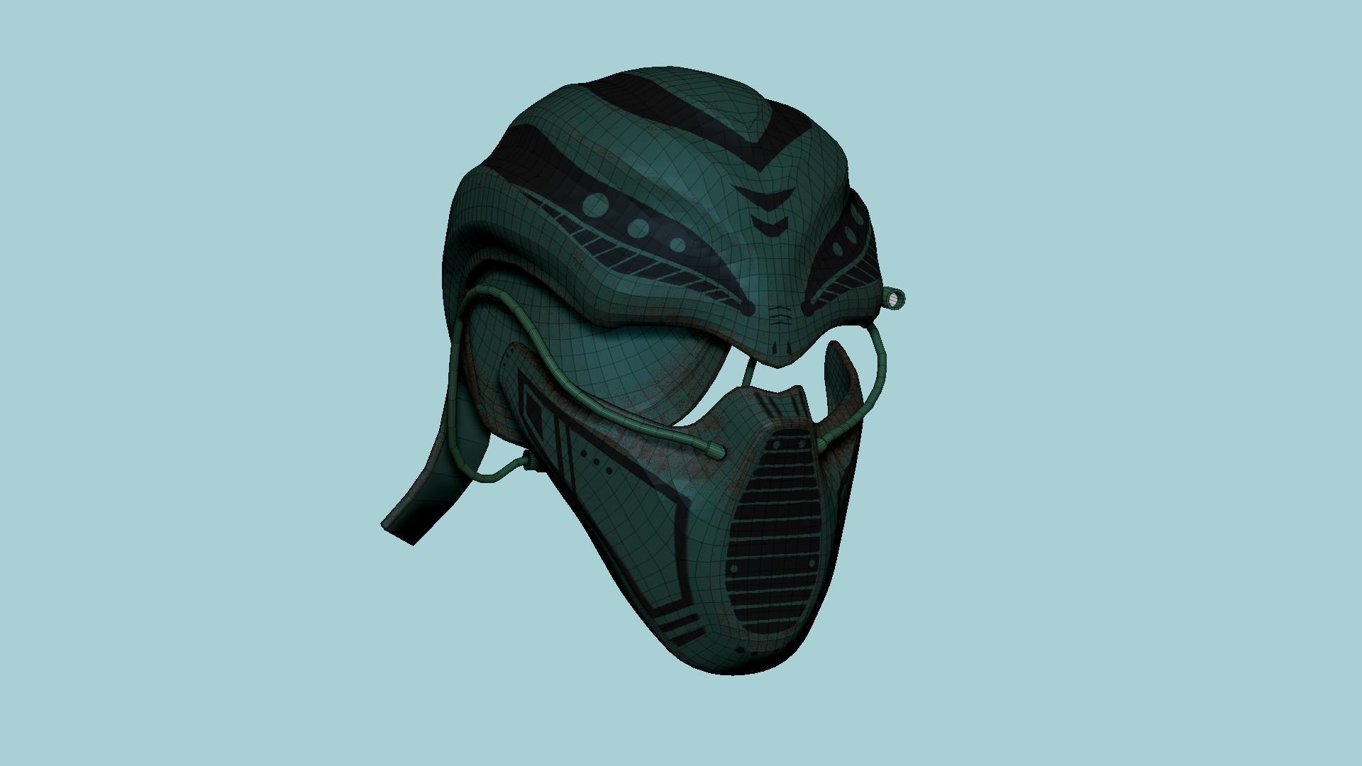 SciFi Ninja Mask A08 Dark Green - Character Design Fashion free VR / AR ...