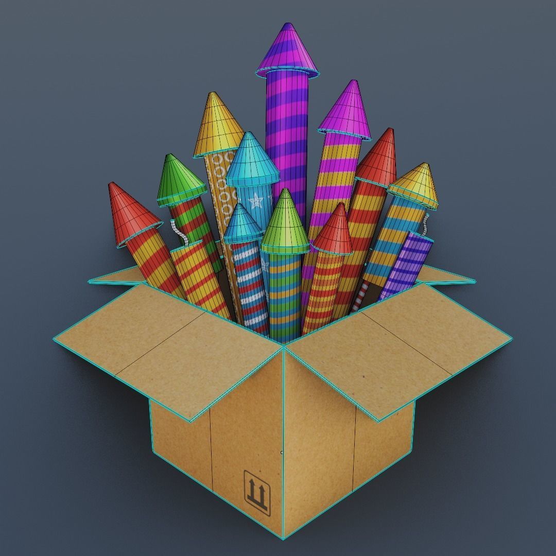 3D model FIREWORKS BOX VR / AR / low-poly | CGTrader