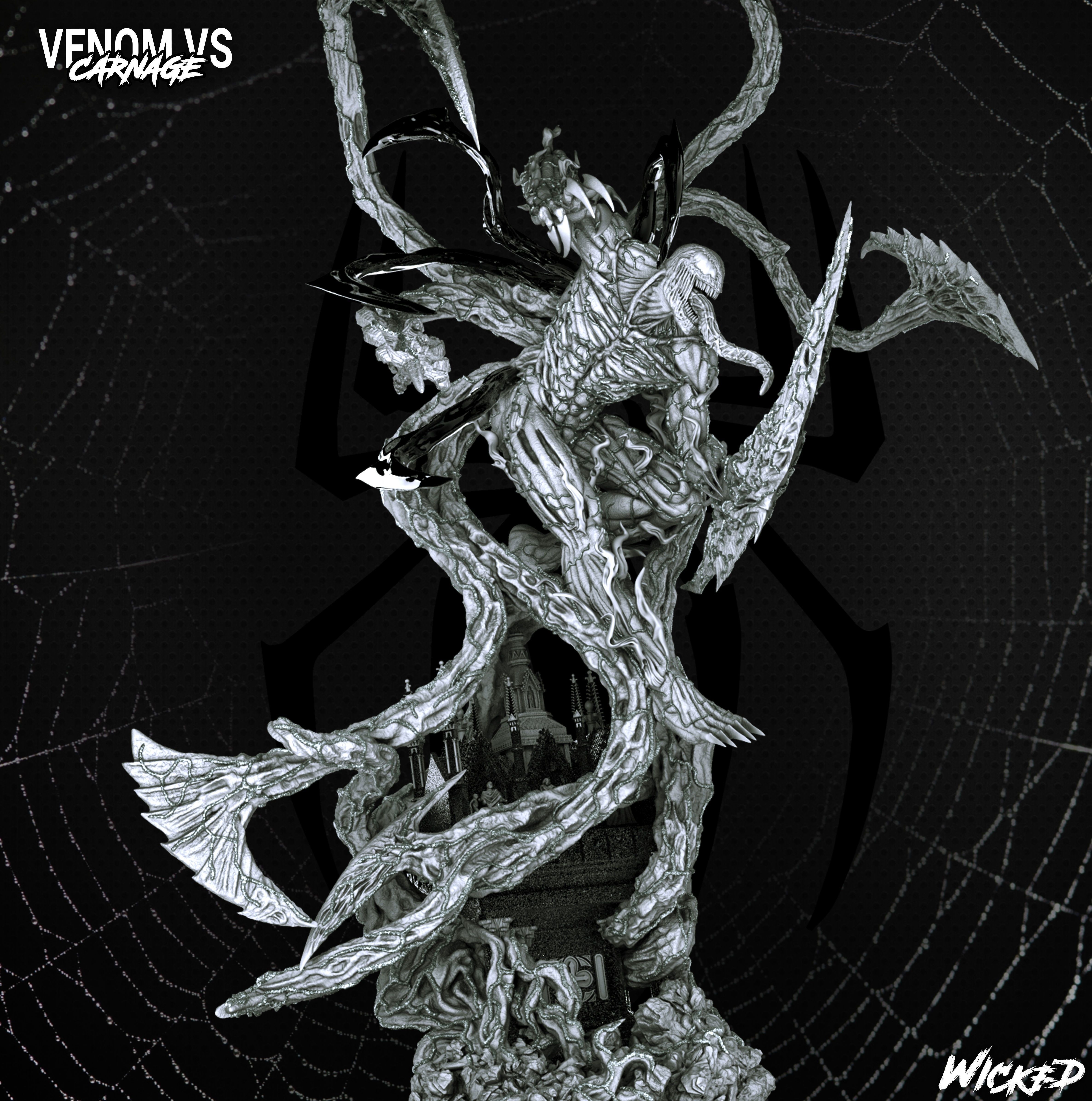 Wicked Marvel Carnage Sculpture 3D print model 3D model 3D printable ...