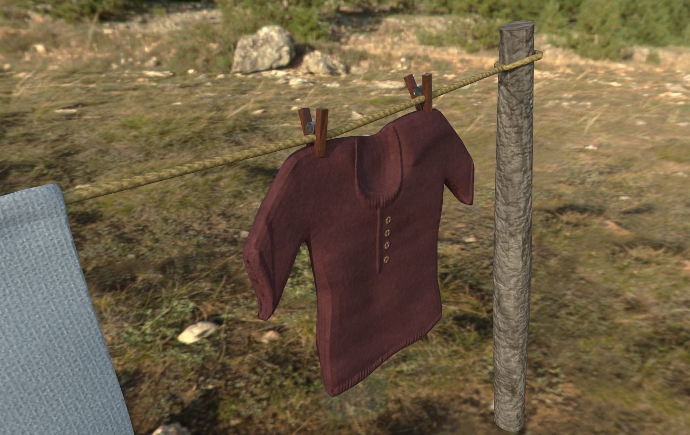 Rustic Clothesline 3D model | CGTrader
