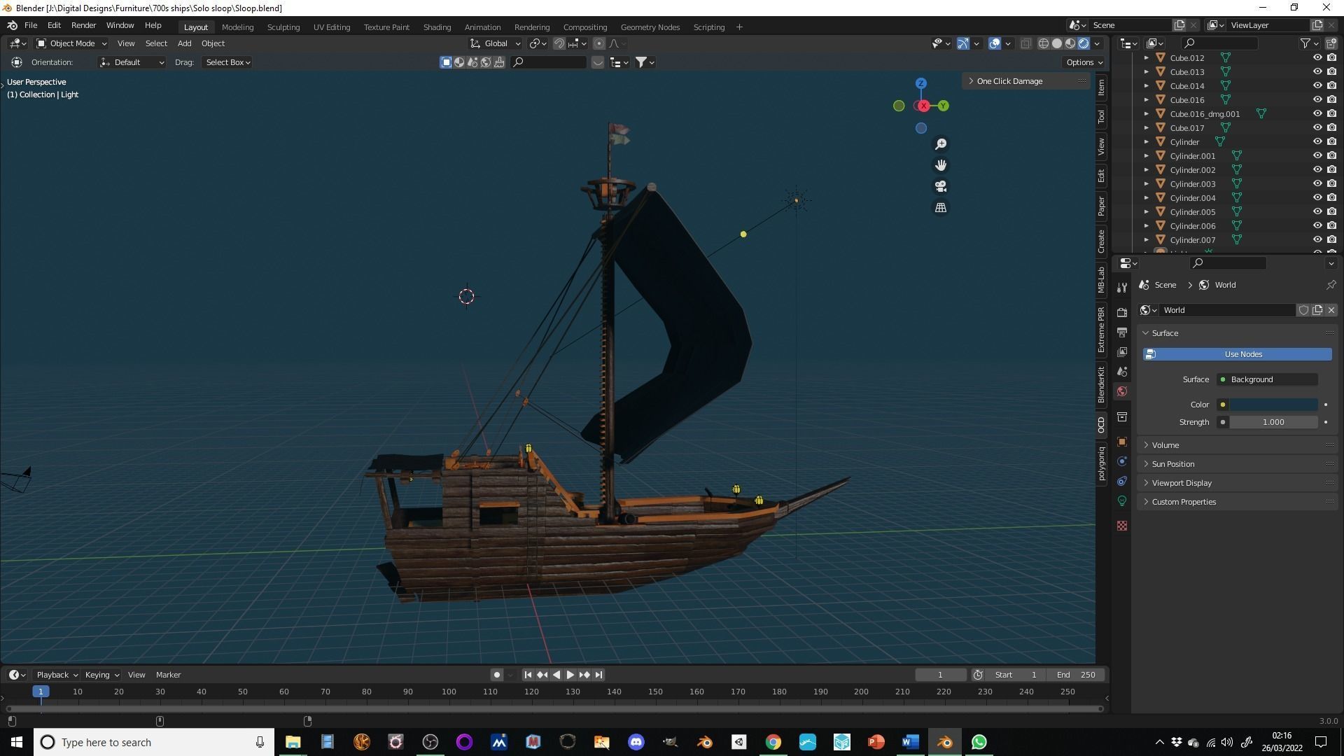 3D model Sloop pirate ship VR / AR / low-poly | CGTrader