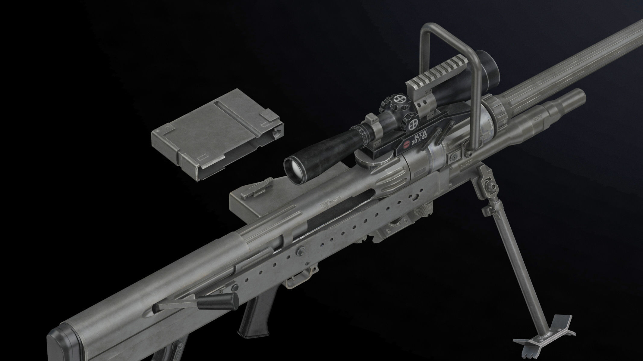 3D model Denel NTW-20 Low Poly VR / AR / low-poly | CGTrader