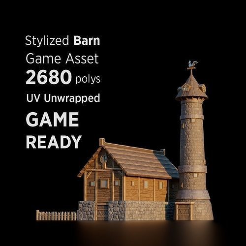 3D model Stylized Barn Game Ready Asset VR / AR / low-poly | CGTrader