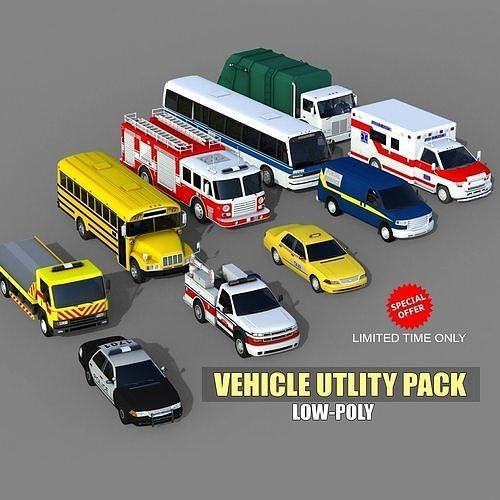 3D model Utility Vehicles Pack High Quality VR / AR / low-poly | CGTrader