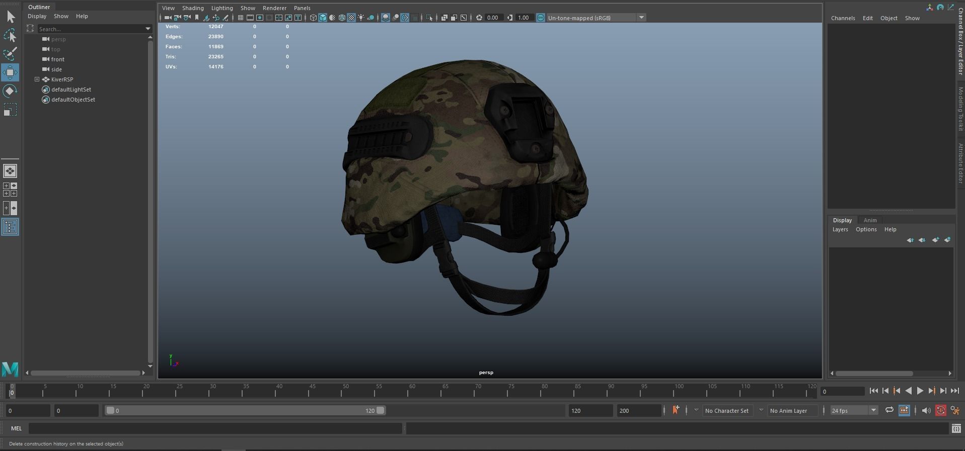 3D model MILITARY Game Ready Kiver RSP Russian Helmet VR / AR / low ...