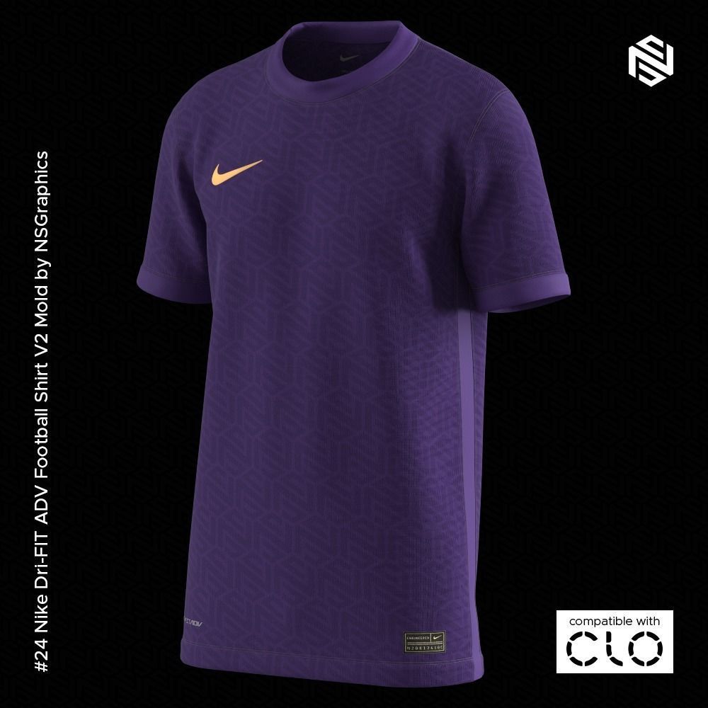Nike Dri-FIT ADV Football Shirt for CLO3D-Marvelous Designer 3D model ...