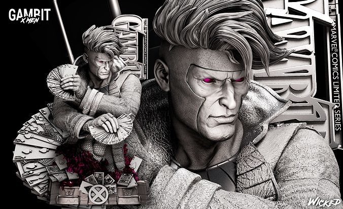 Wicked Marvel Gambit Bust 3D print model 3D model 3D printable | CGTrader