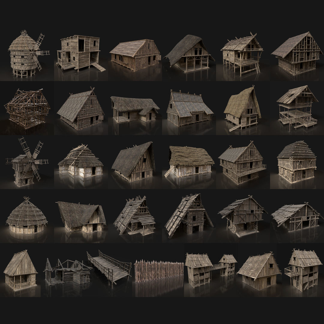 3D model GREATEST MEDIEVAL BUILDER HOUSE INTERIOR WAR MACHINES PACK VR ...