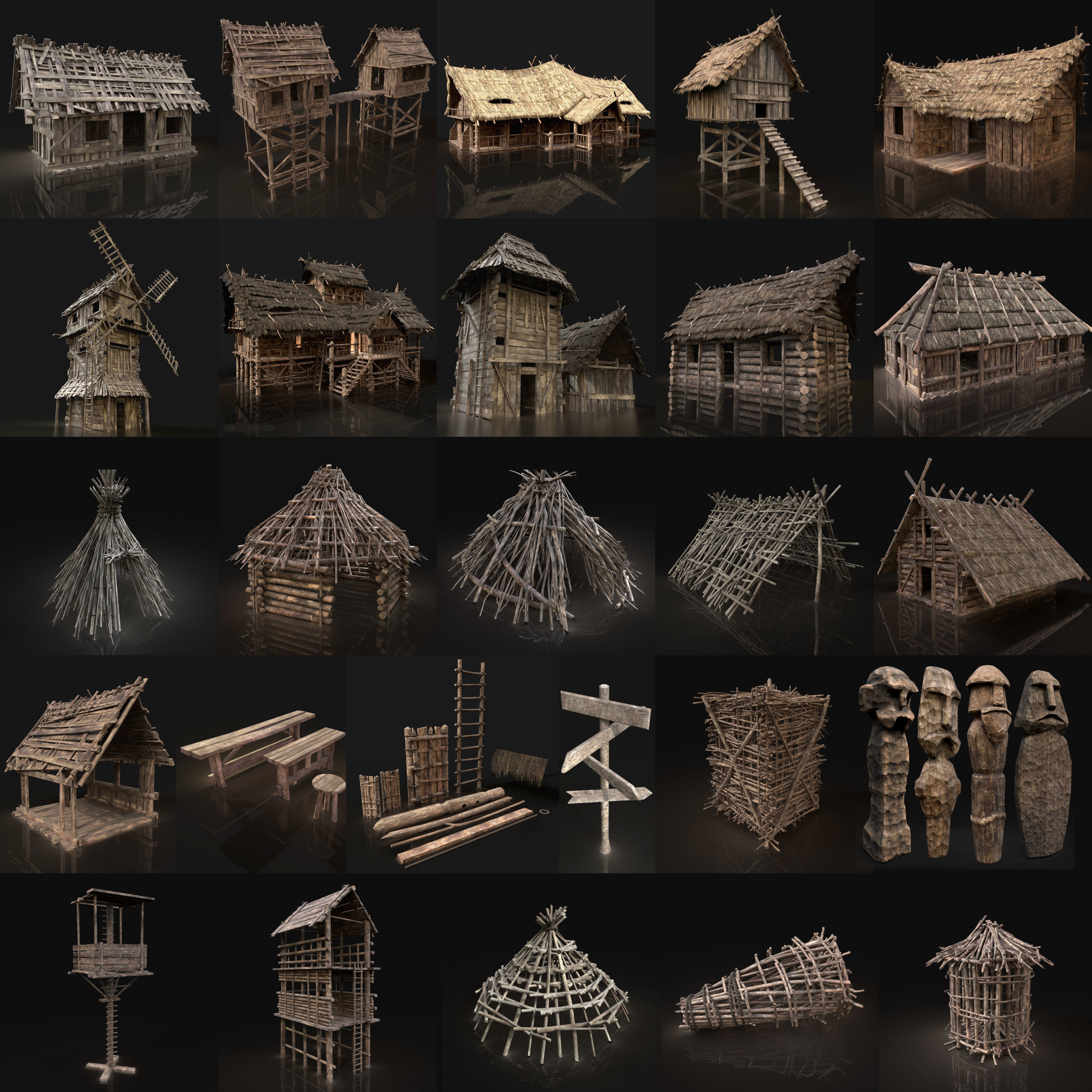 3D model GREATEST MEDIEVAL BUILDER HOUSE INTERIOR WAR MACHINES PACK VR ...