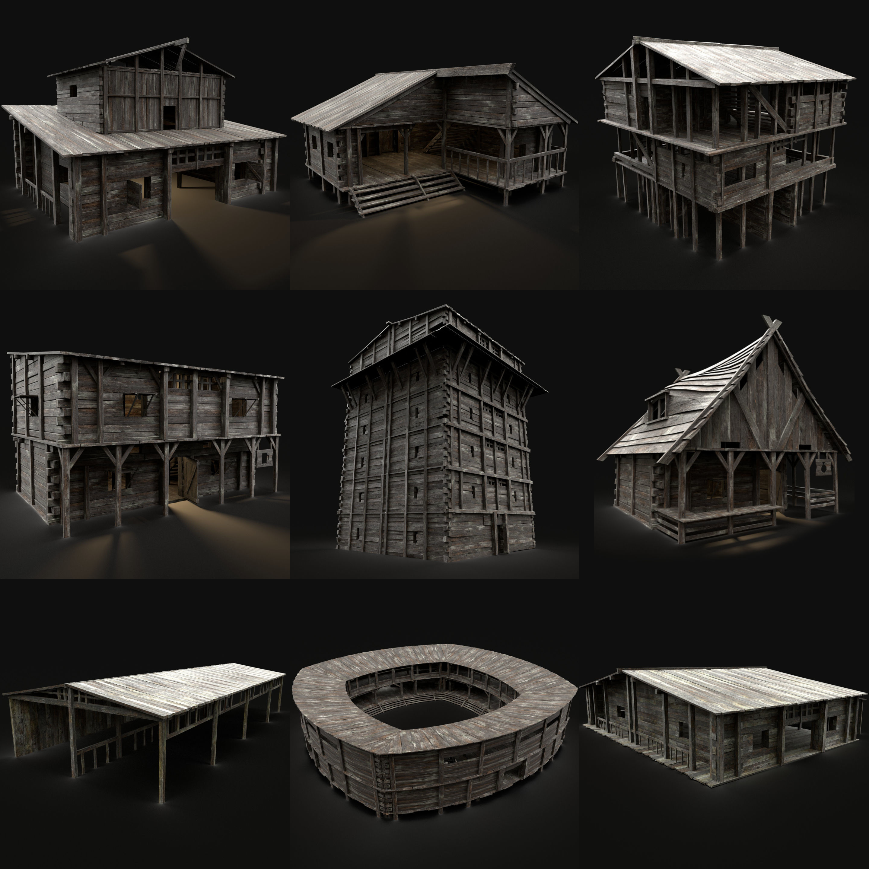 3D model GREATEST MEDIEVAL BUILDER HOUSE INTERIOR WAR MACHINES PACK VR ...