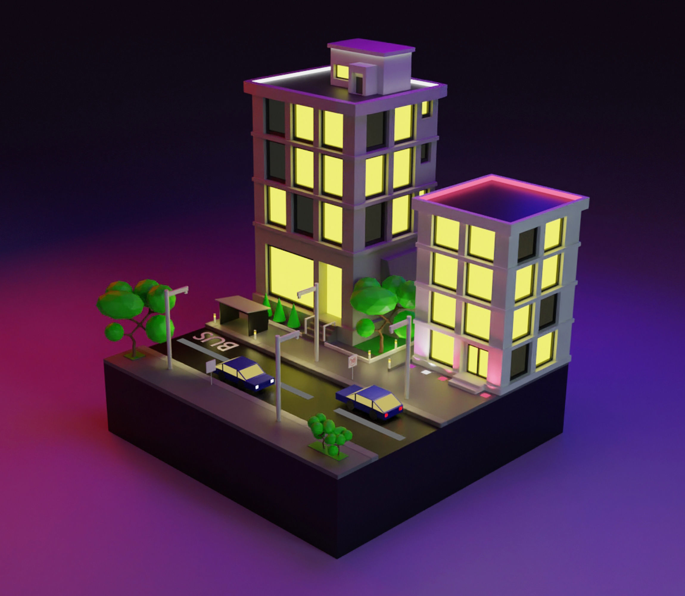 3D model MiniWorld - Night City VR / AR / low-poly | CGTrader