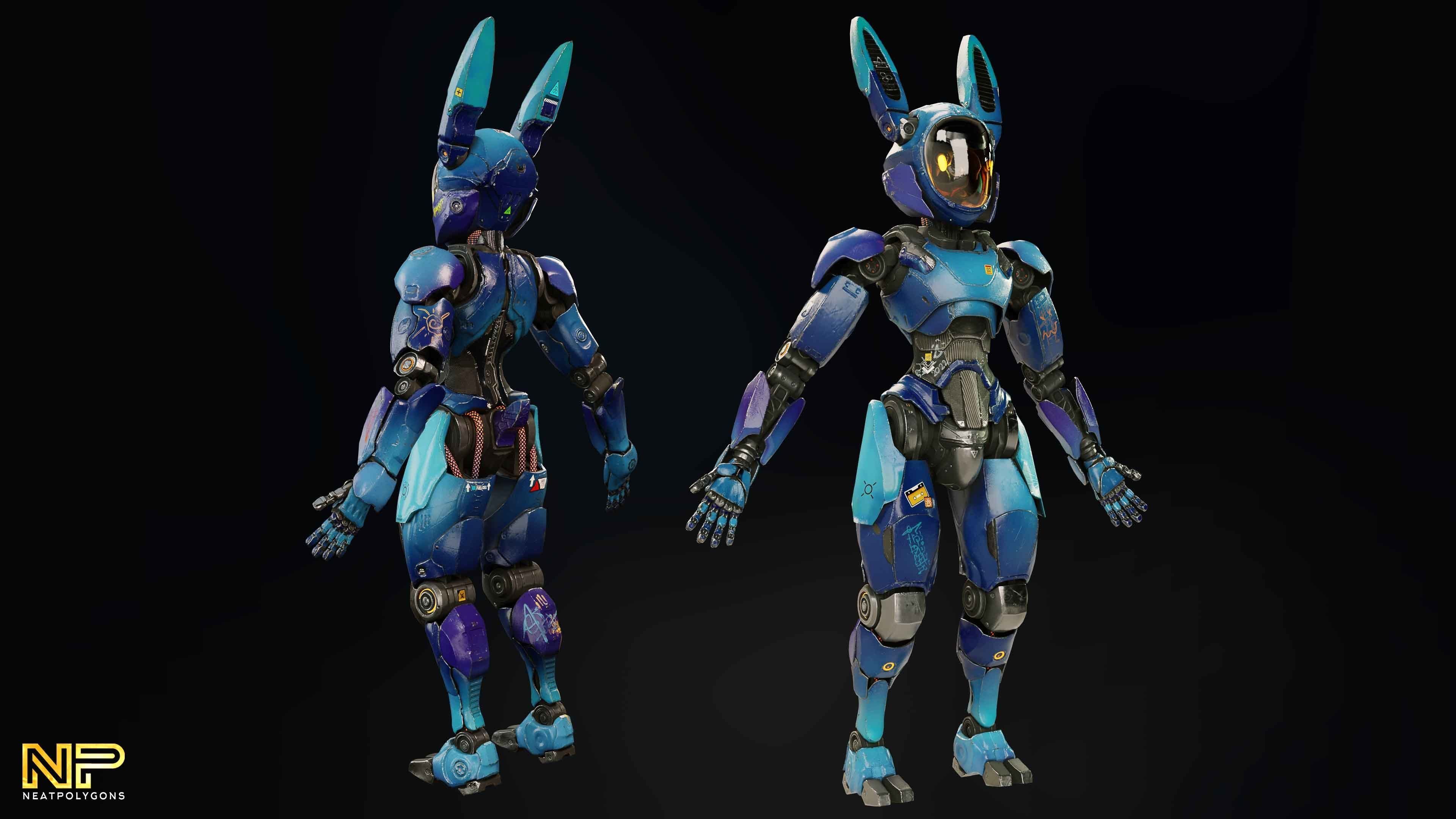 3D model Wabbit Wobot - The antrhopomorphic rabbit SCI-FI ROBOT VR / AR ...