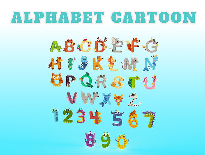 Cartoon Animal Alphabet 3D 3D model | CGTrader