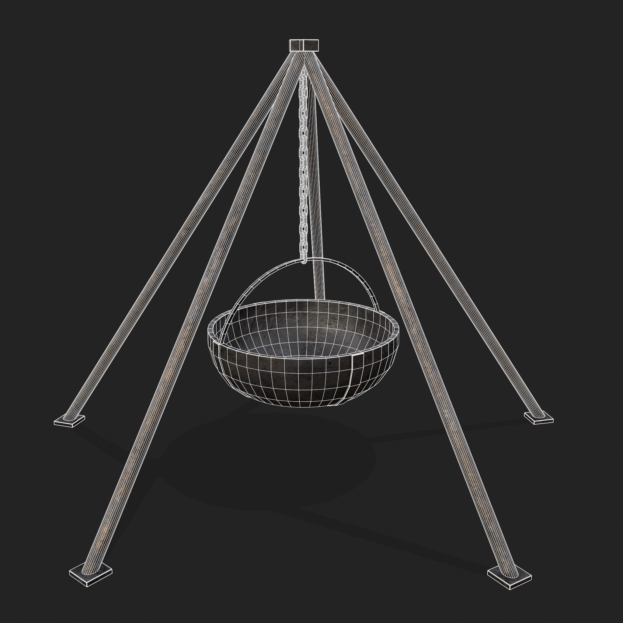 3D model Medieval Hanging Cauldron VR / AR / low-poly | CGTrader