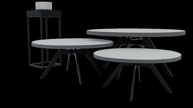 3D model 2 low-poly tables with a vase stand VR / AR / low-poly | CGTrader