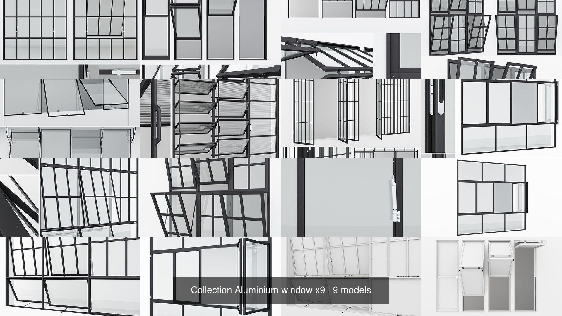 Collection Aluminium window x9 | CGTrader