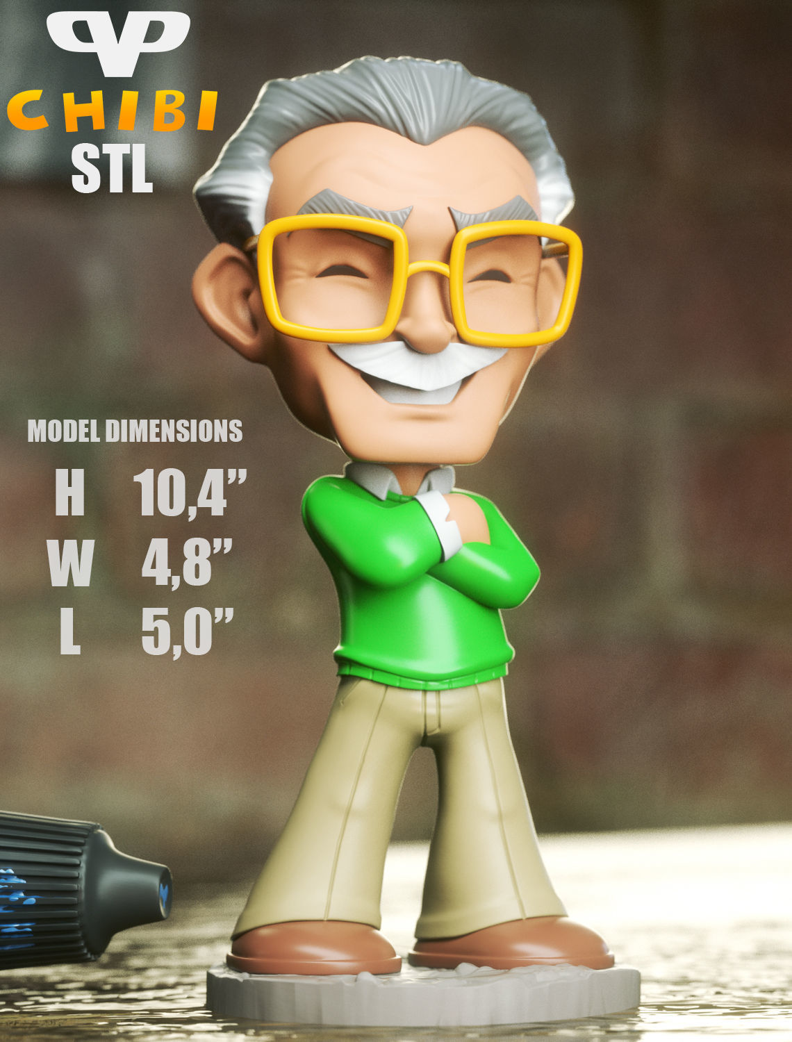Stan Lee Chibi STL for 3D Printing ChibiSTL 3DXM 3D model 3D printable ...