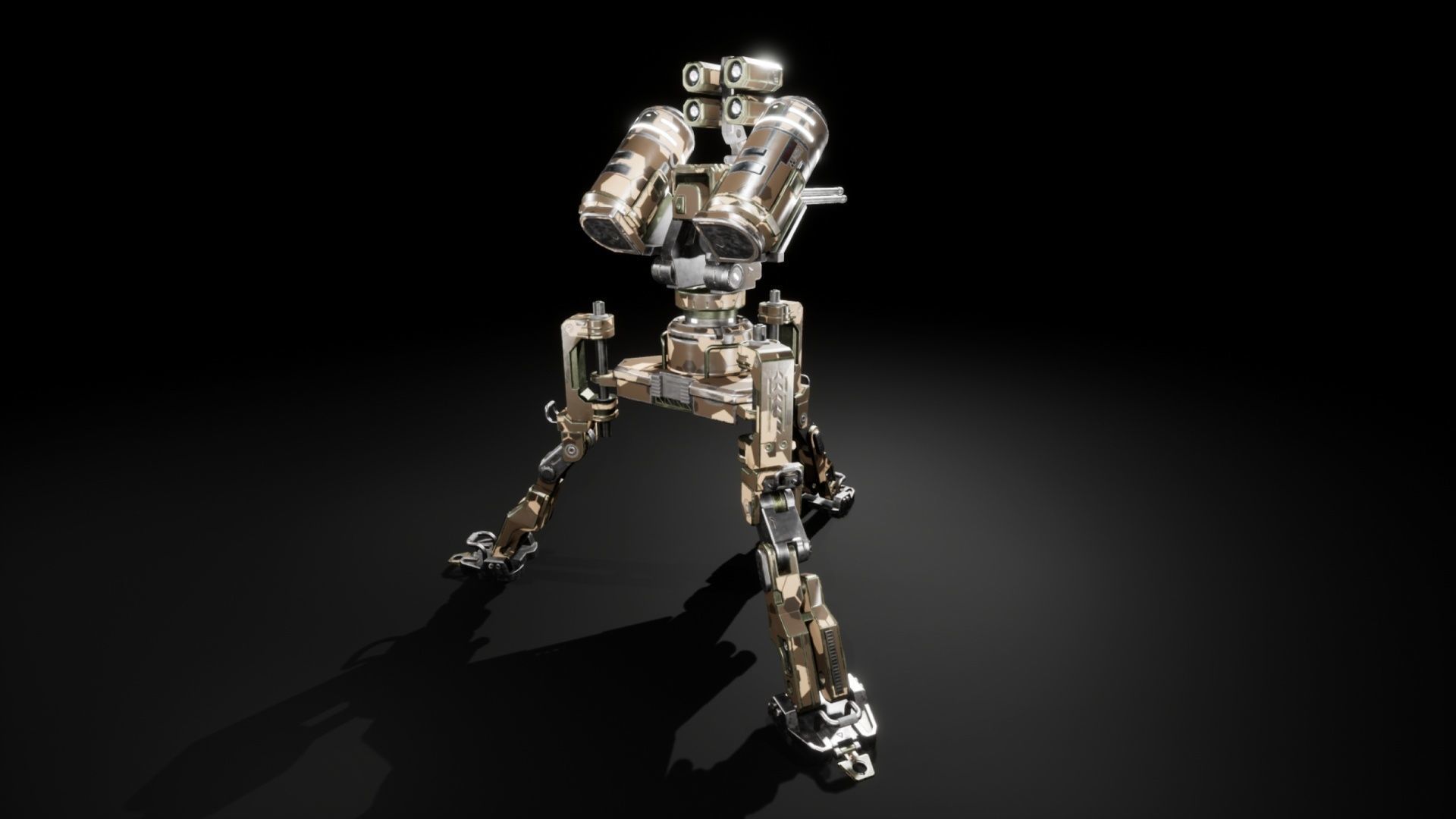 3D model Scifi Automated Turret Minigun and Rocket Missile Launcher ...