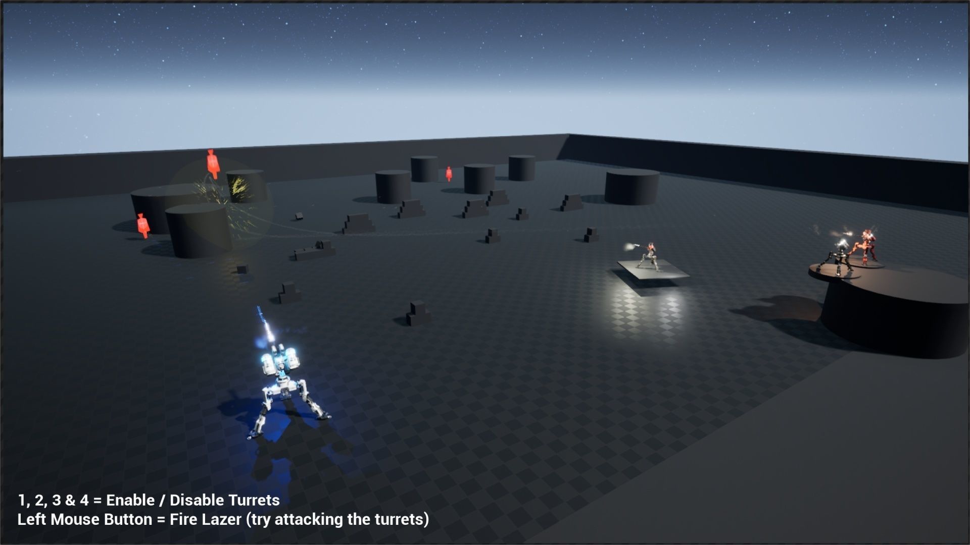 3D model Scifi Automated Turret Minigun and Rocket Missile Launcher ...