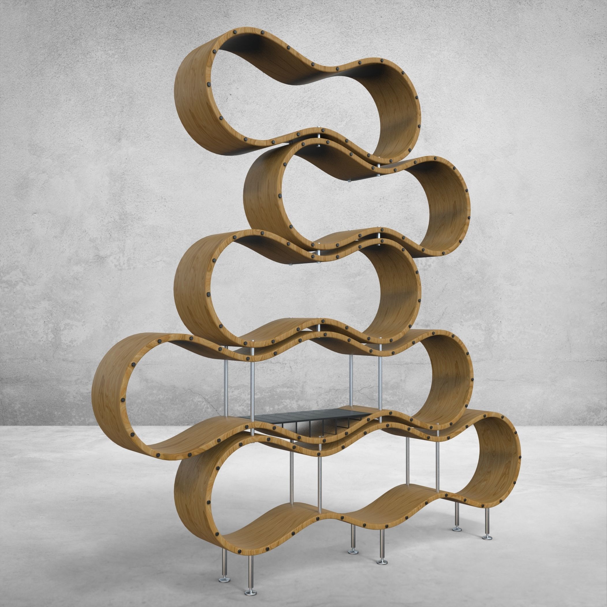Wavy bookshelf 3D model | CGTrader