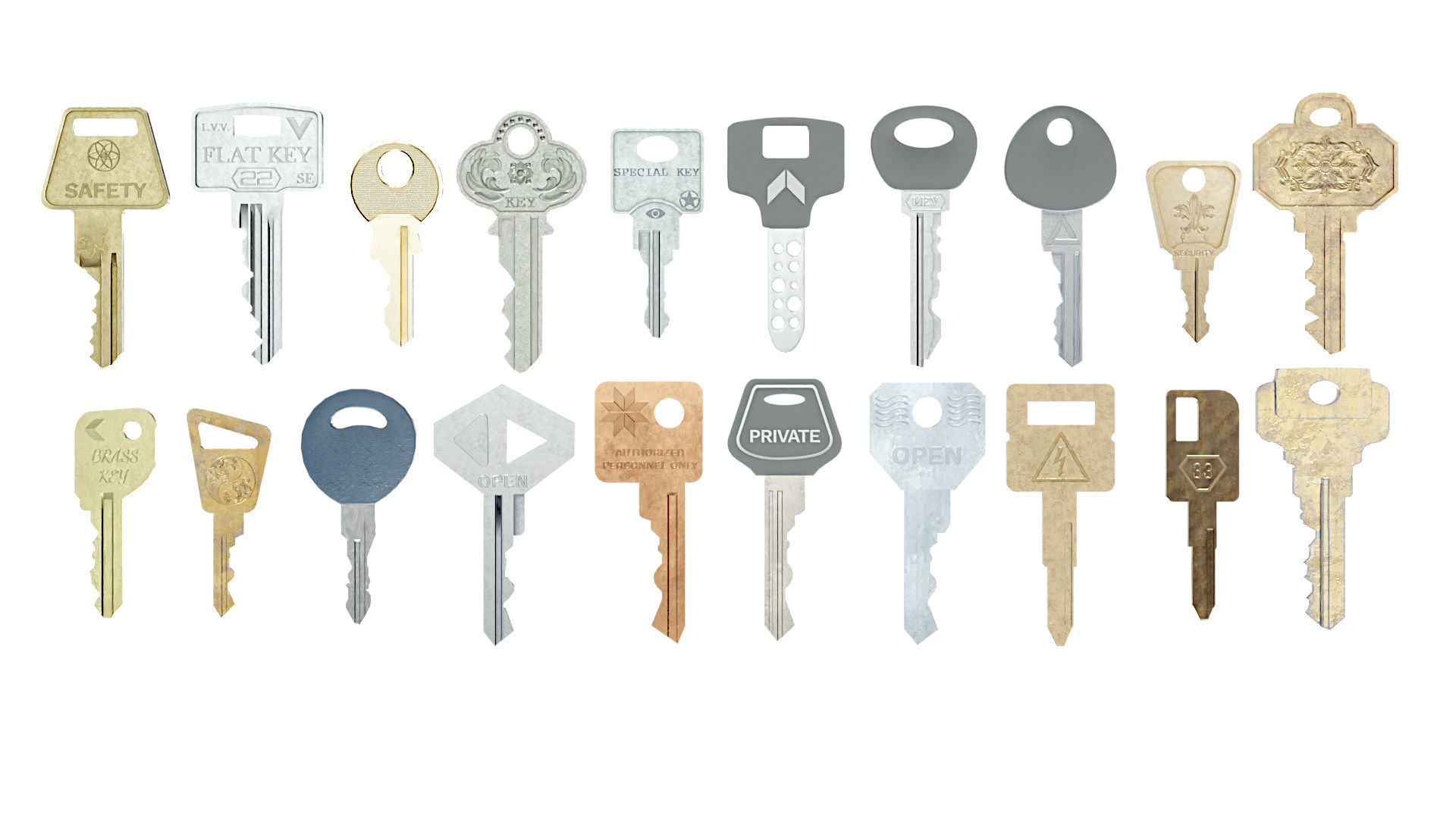 Flat key collection 3D model | CGTrader