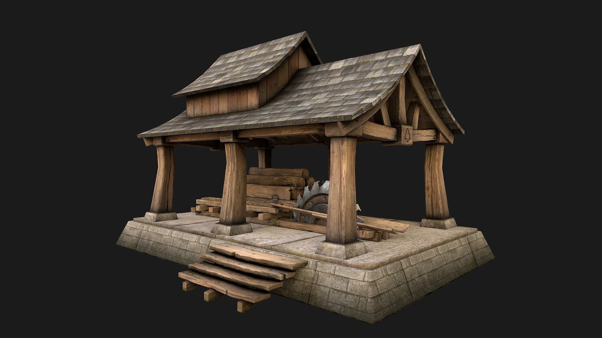 3D model Sawmill and Warehouse VR / AR / low-poly | CGTrader