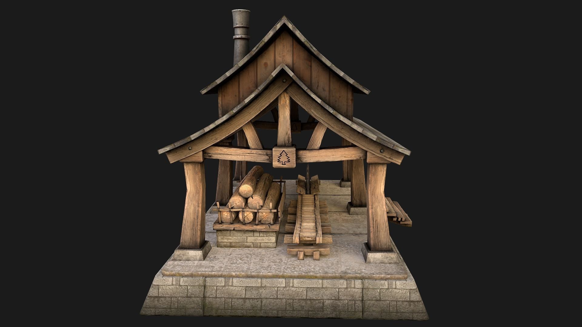 3D model Sawmill and Warehouse VR / AR / low-poly | CGTrader