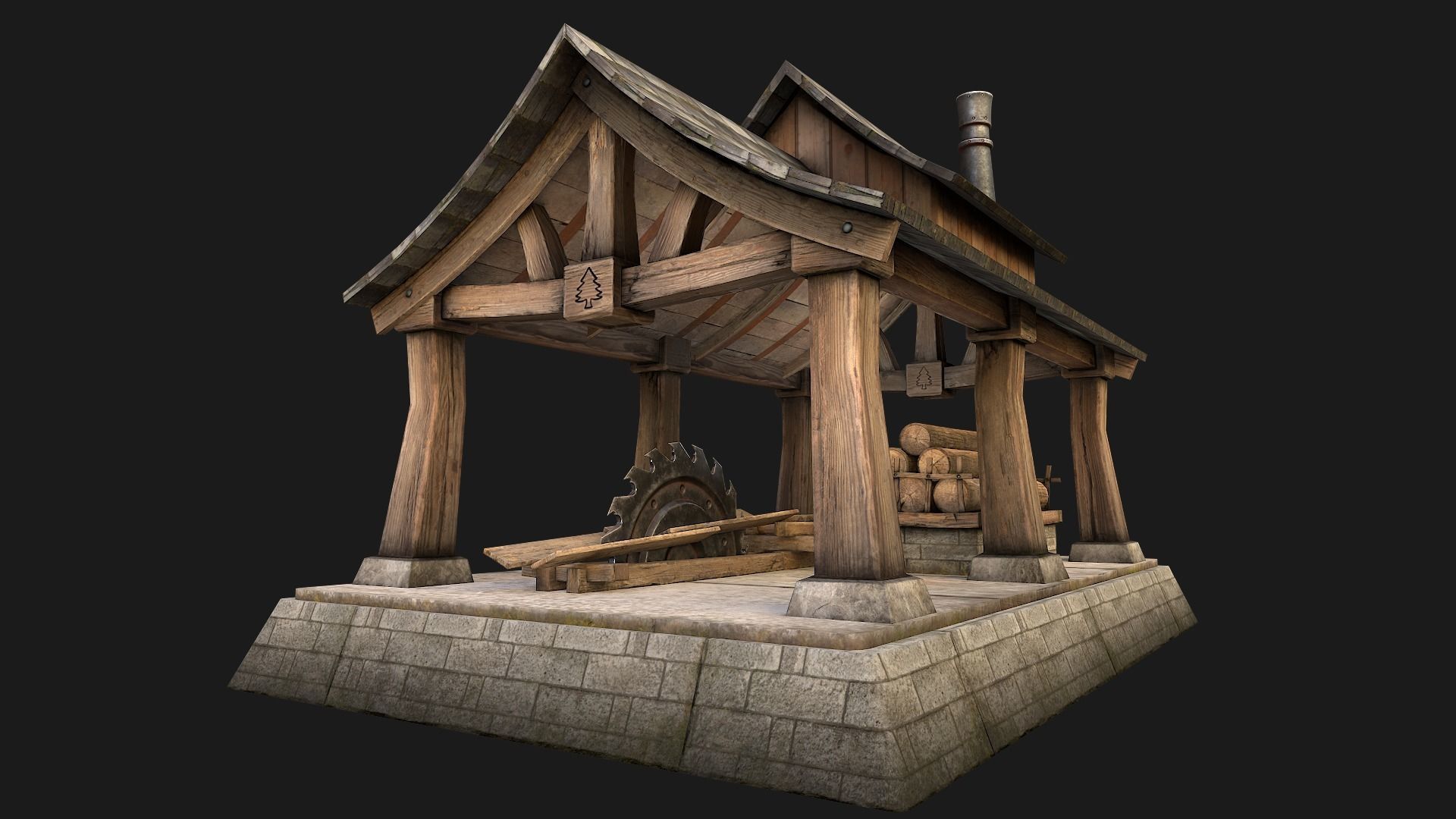 3D model Sawmill and Warehouse VR / AR / low-poly | CGTrader