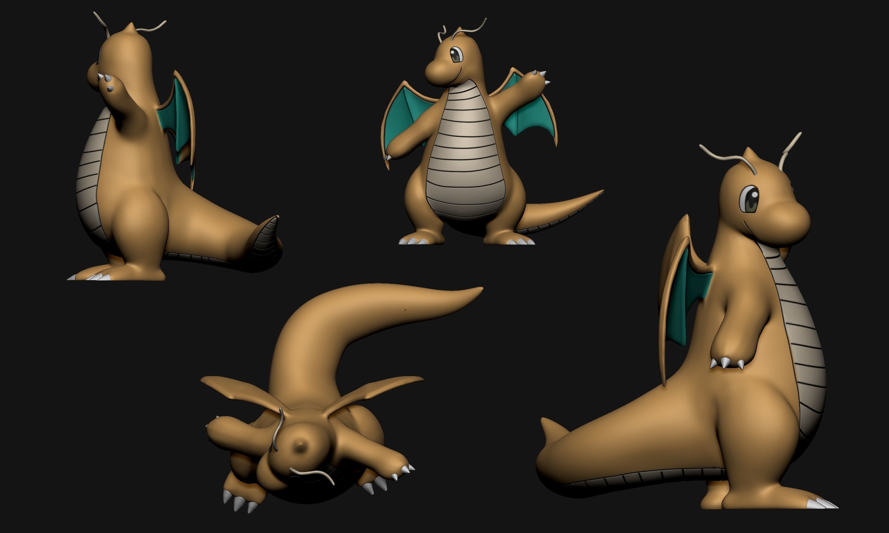 Pokemon - Dragonite with 2 poses 3D model 3D printable | CGTrader