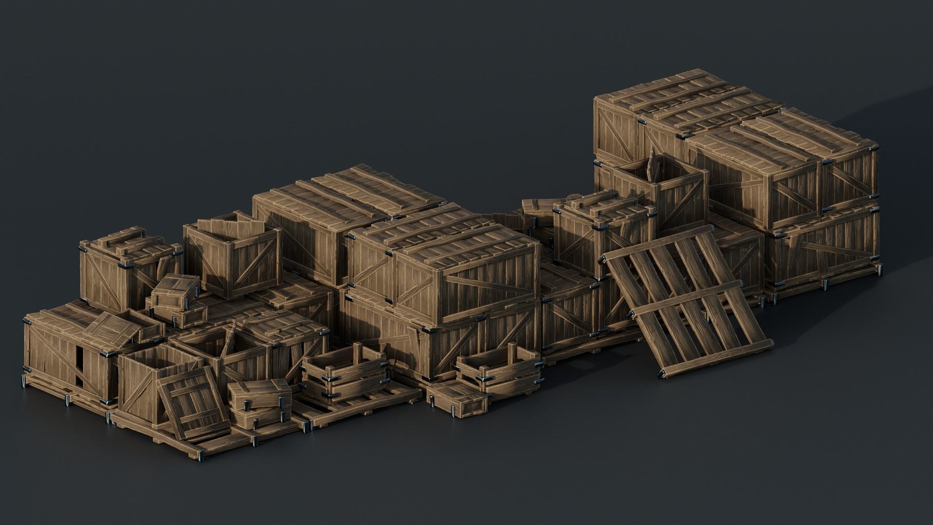 3D model Stylized Wooden Crates Bundle VR / AR / low-poly | CGTrader