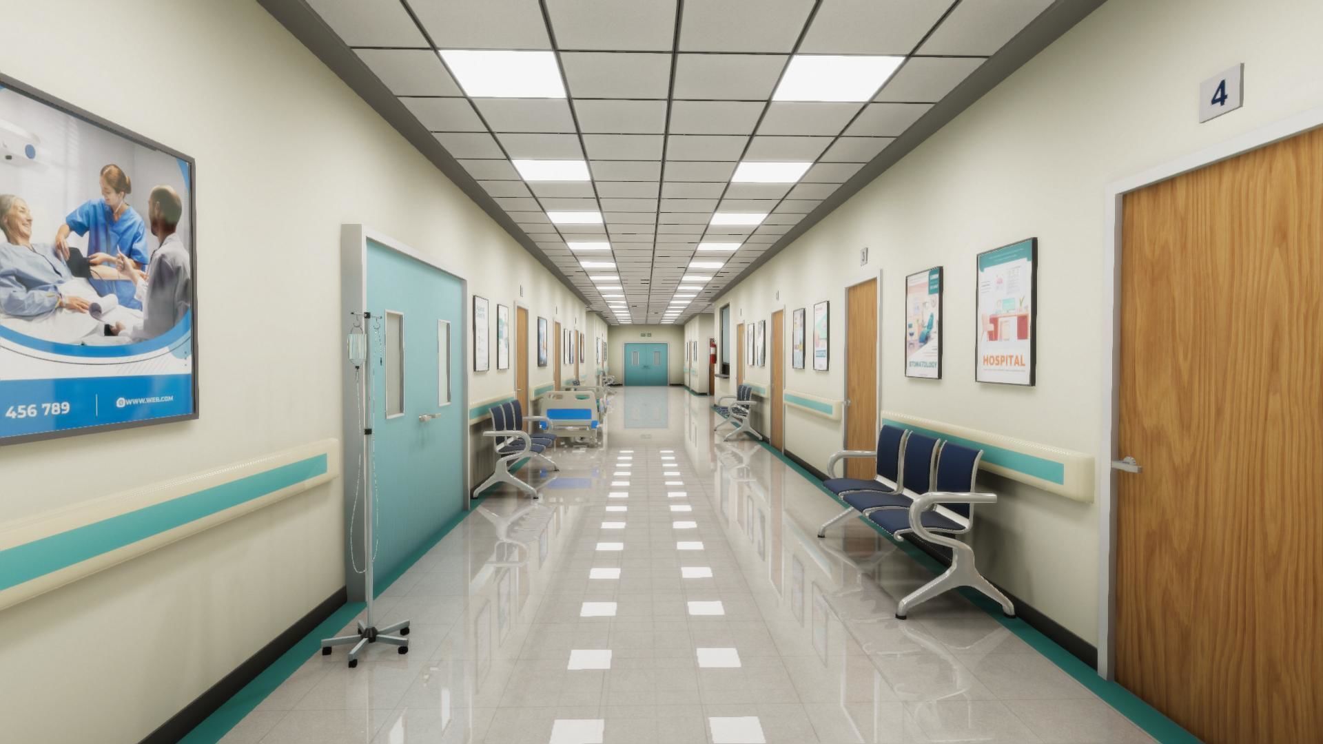 3D model Hospital Hallway VR / AR / low-poly | CGTrader