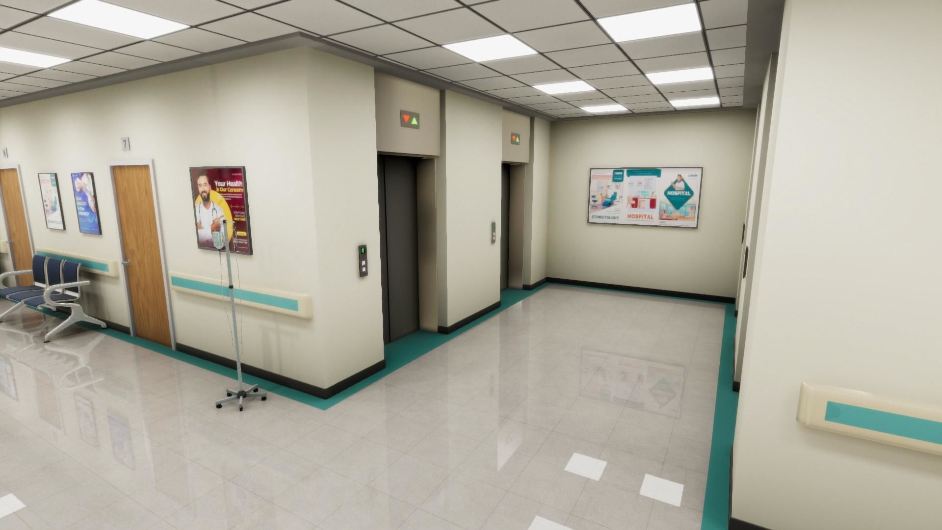 3D model Hospital Hallway VR / AR / low-poly | CGTrader
